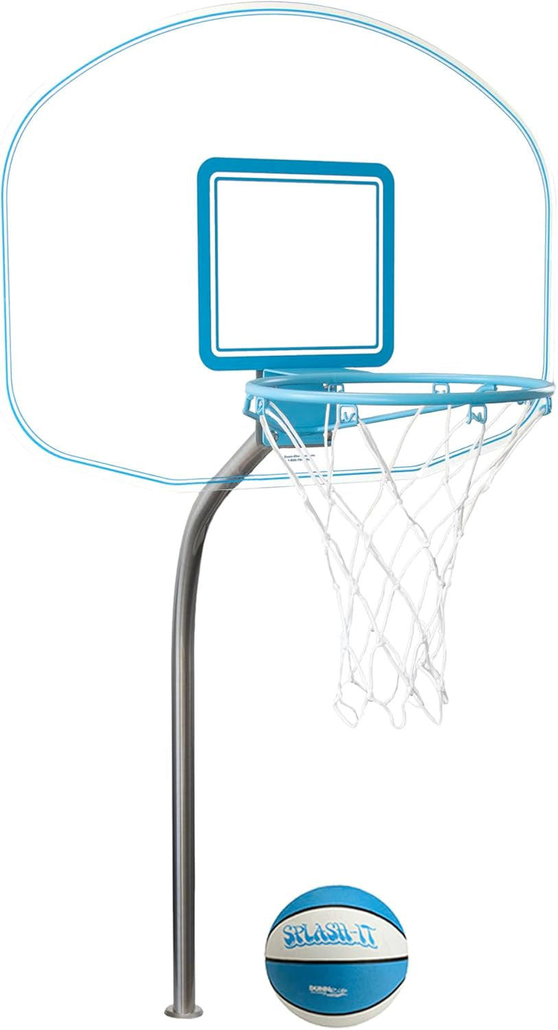 Dunn-Rite Clear Hoop Jr. 1.90 Poolside Deck-Mounted Basketball Hoop W ...